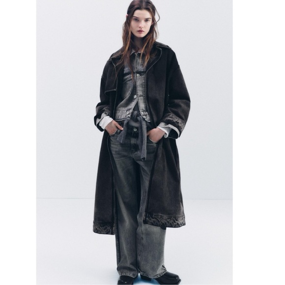 Zara | Jackets & Coats | Zara Trf Oversized Denim Trench Coat | Poshmark